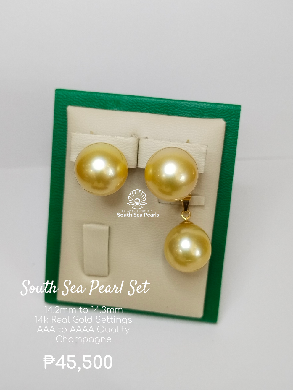 14.2mm to 14.3mm Palawan Authentic Champagne Color Sets in 14k Real Go ...