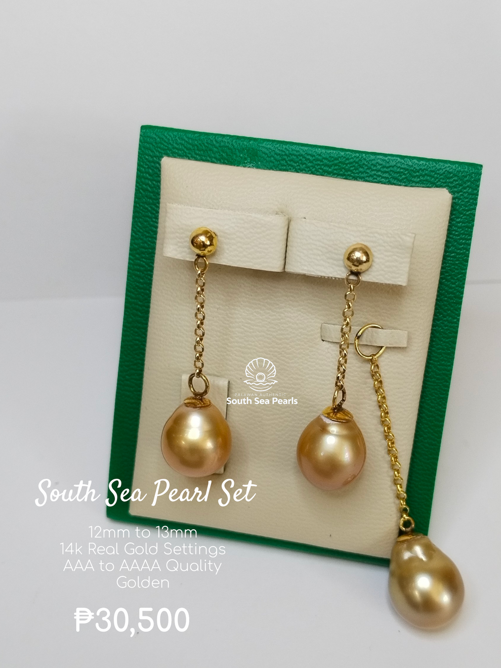 12mm to 13mm Palawan Authentic Golden Color Sets in 14k Real Gold Sett ...